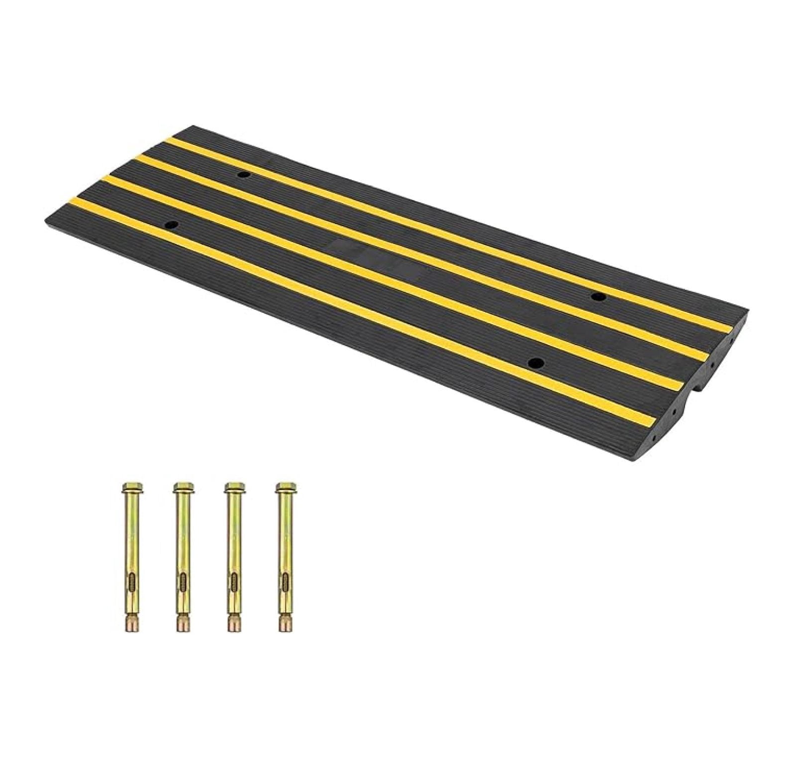 2.5 Inch Raised Rubber Threshold Ramp Cuttable Door Ramp, Portable Non ...