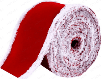 2.5 Inch Red Velvet Wired Ribbon with White Snowy Edge for Gift ...