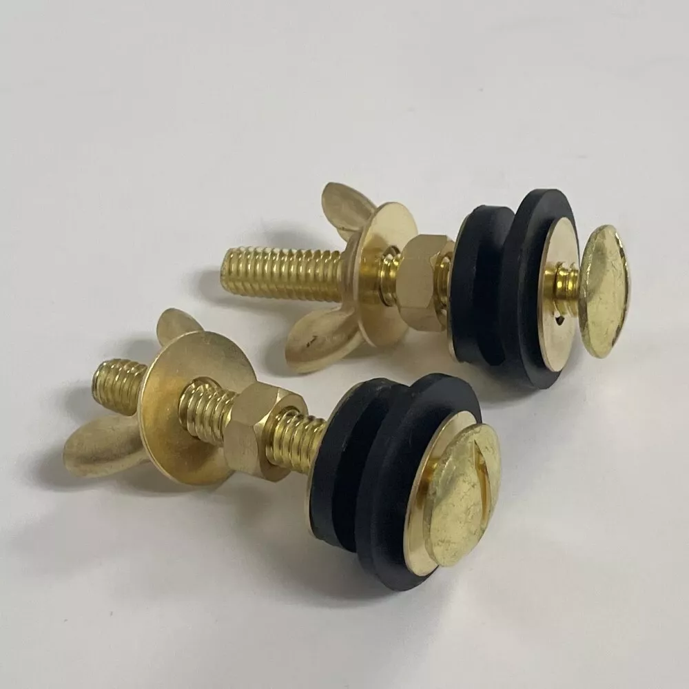 2.5-Inch Toilet Tank-To-Bowl Brass Bolts With Rubber Washers & Wing Nut ...