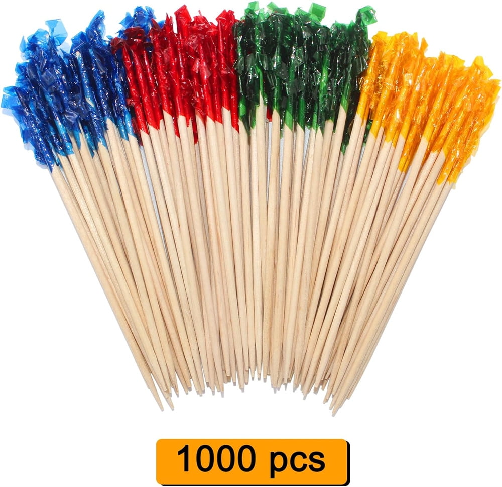 2.5 Inch Wood Frill Picks Toothpicks,NOGIS 1000 Pcs Club Frill ...