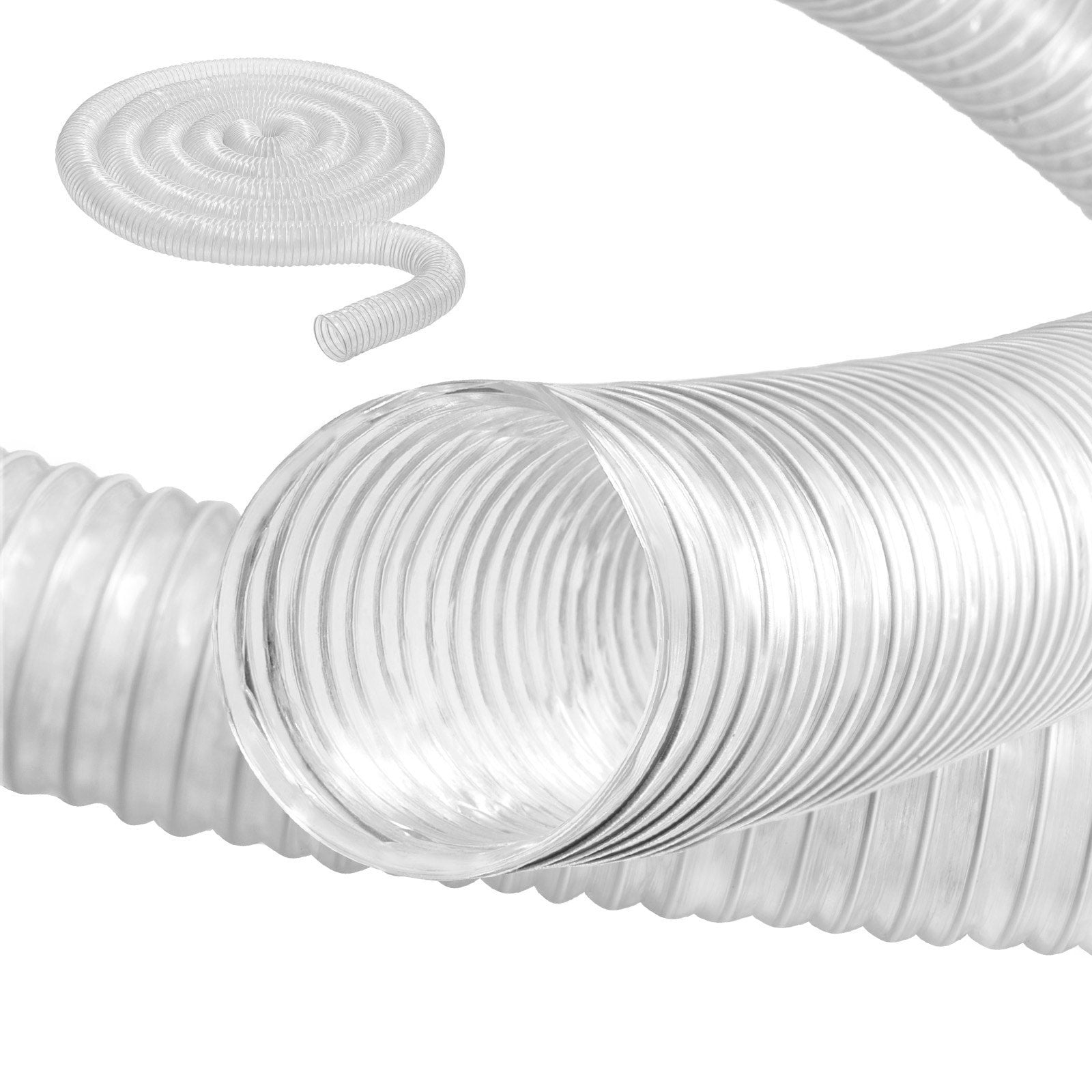 2.5 Inch x 20 Feet Heavy Duty Clear PVC Dust Collection Hose with Steel ...