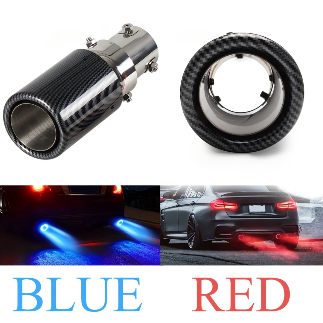 2.5" LED Illuminated Exhaust Tip: Stainless Steel w/ Carbon Fiber Style ...