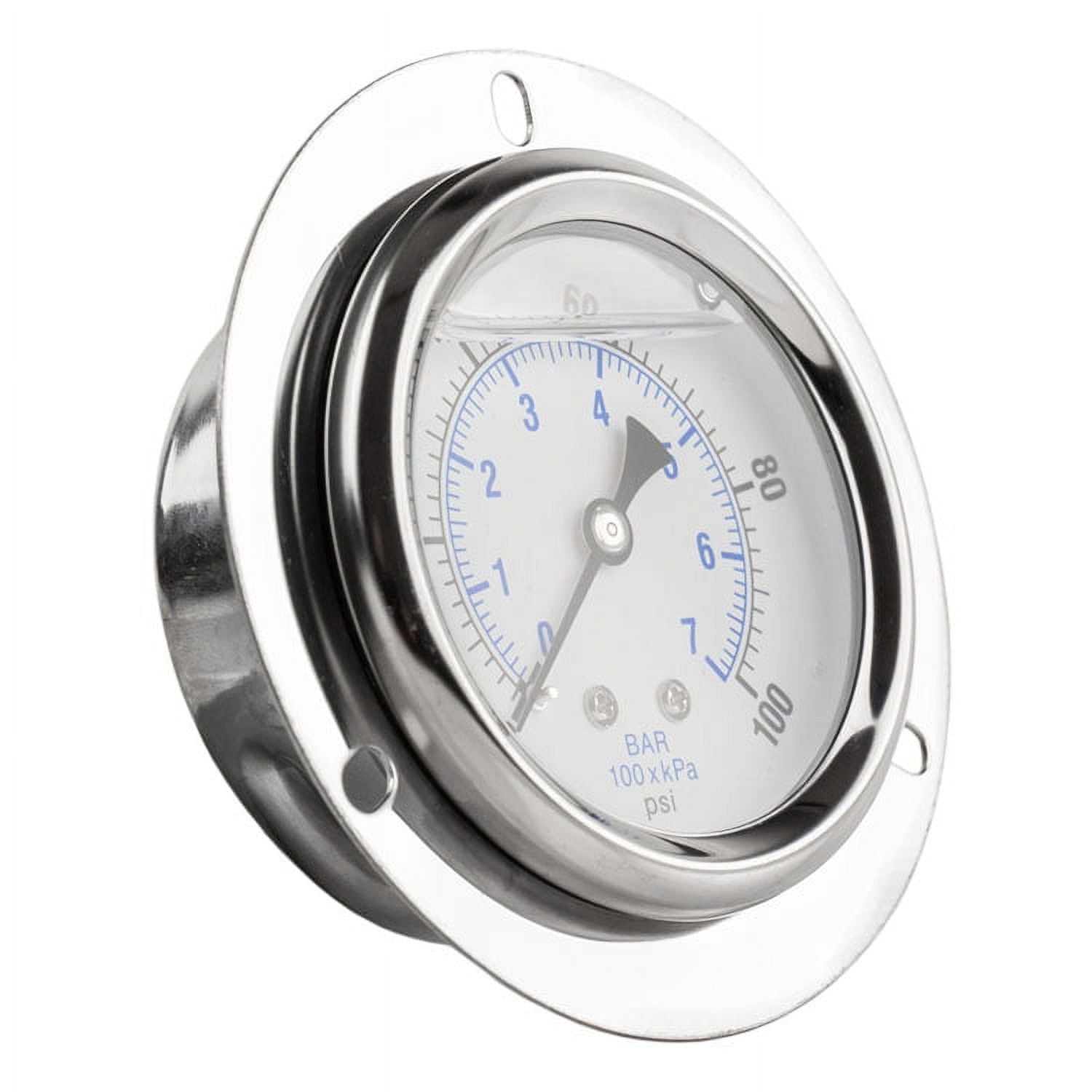 2.5" Liquid Filled Pressure Gauge 0-100 PSI 1/4" NPT CBM Panel Flush ...