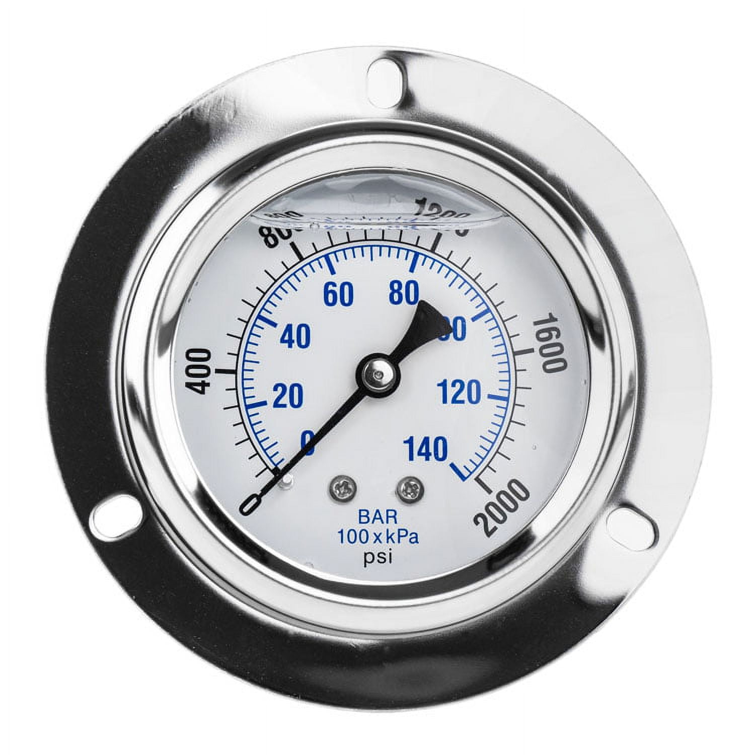 2.5" Liquid Filled Pressure Gauge 0-2,000 PSI 1/4" NPT CBM Panel Flush ...
