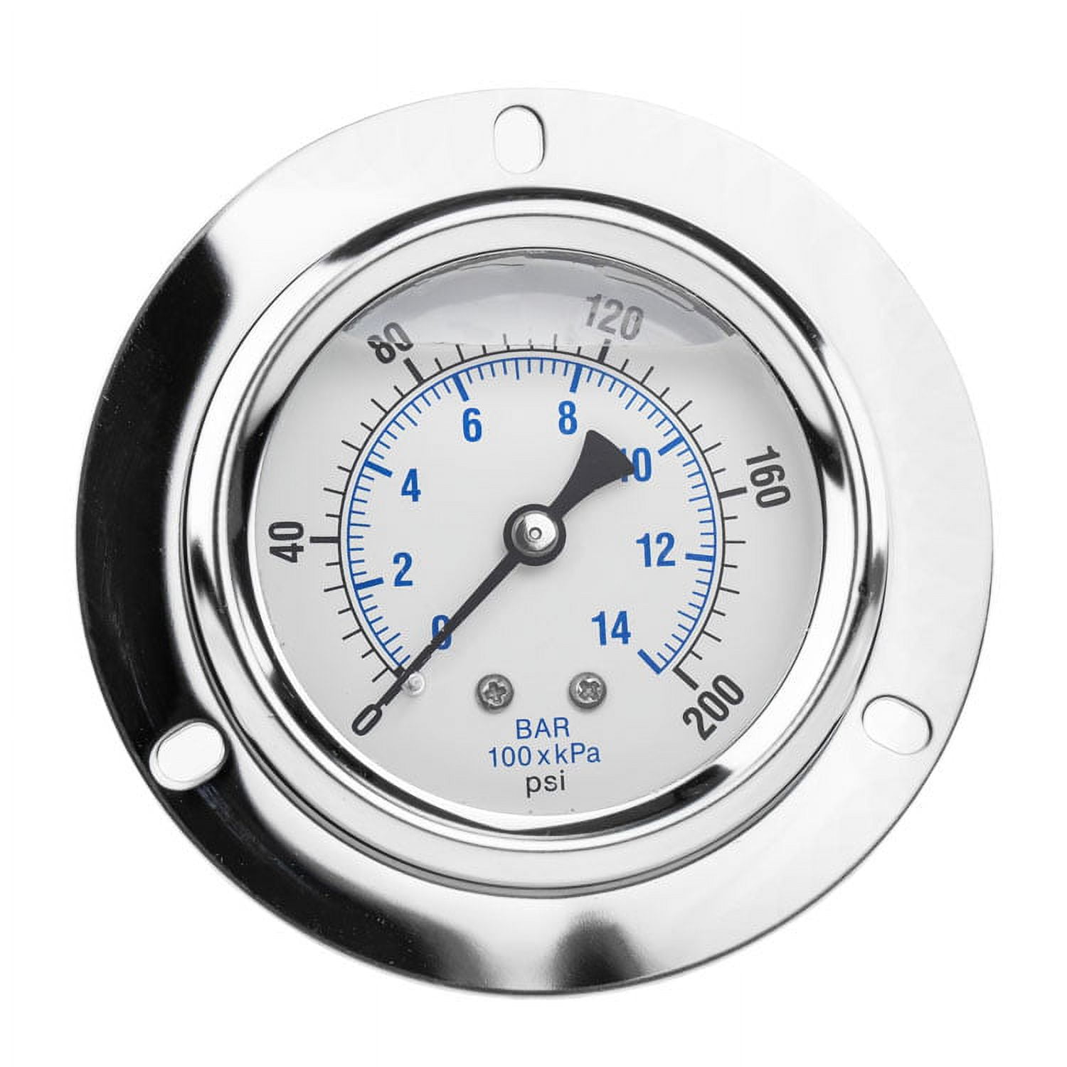 2.5" Liquid Filled Pressure Gauge 0-200 PSI 1/4" NPT CBM Panel Flush ...