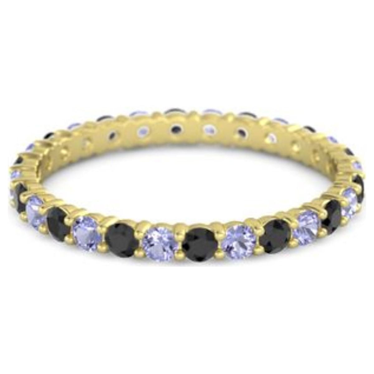 2.5 MM Black Spinel With Tanzanite Eternity Band 925 Sterling Silver ...