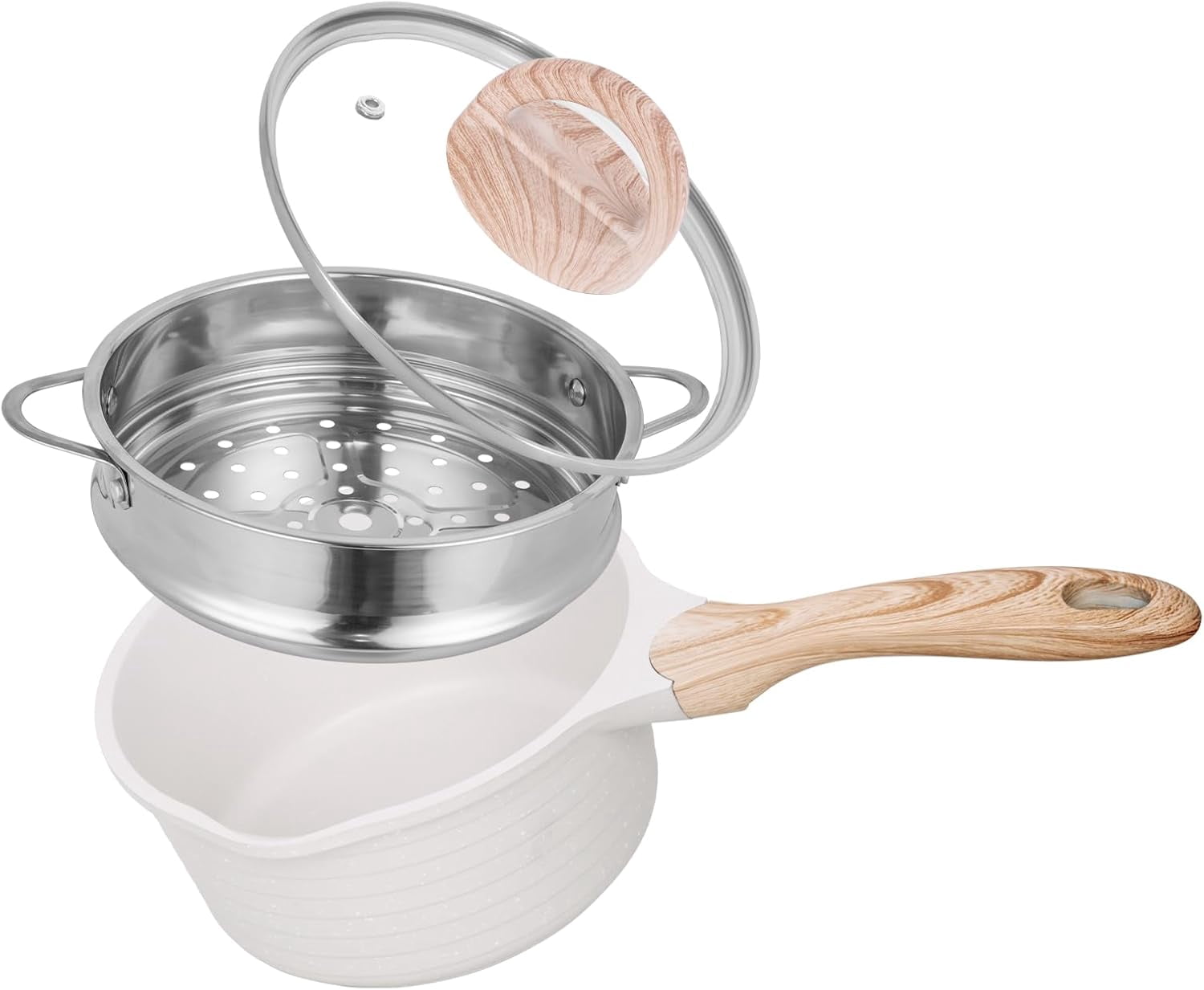 2.5 Quart Saucepan with Steamer Basket, Small Sauce Pot with Lid ...