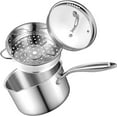2.5 Quart Stainless Steel Saucepan with Steamer Basket, Tri-ply Full ...