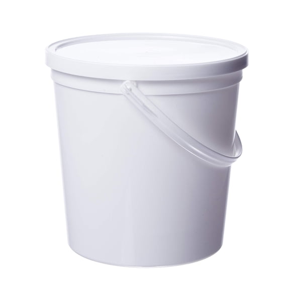 2.5 Quart White Polypropylene Plastic Bucket with Secure Lid ...