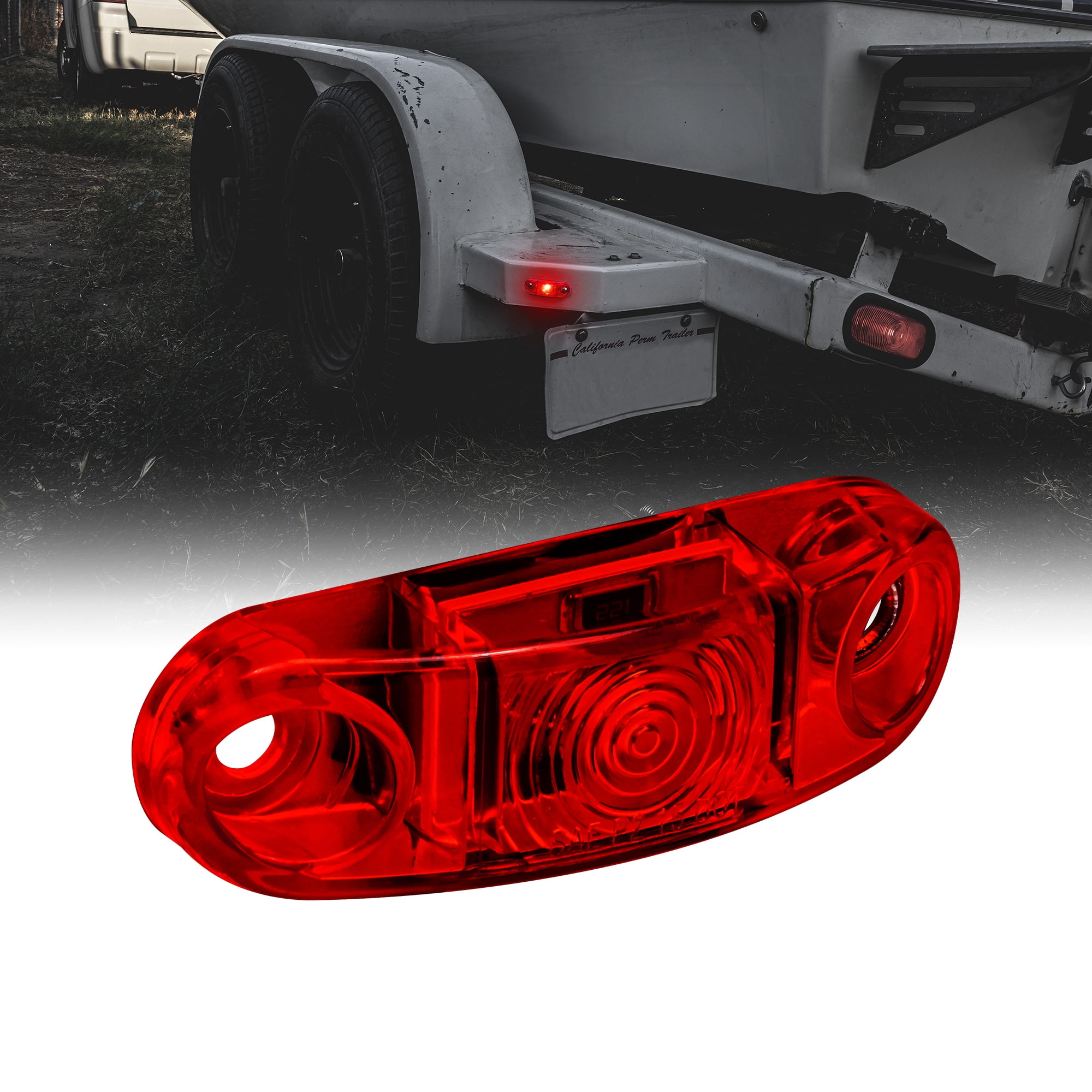 2.5" Red LED Clearance Side Marker Light for Trailers DOT FMVSS 108 SAE ...