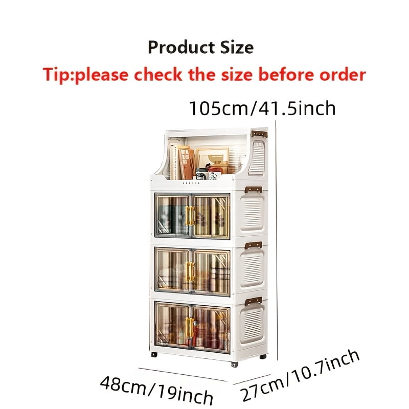 2-5 Tier Folding Double Door Storage Cabinet, Heavy Duty ...