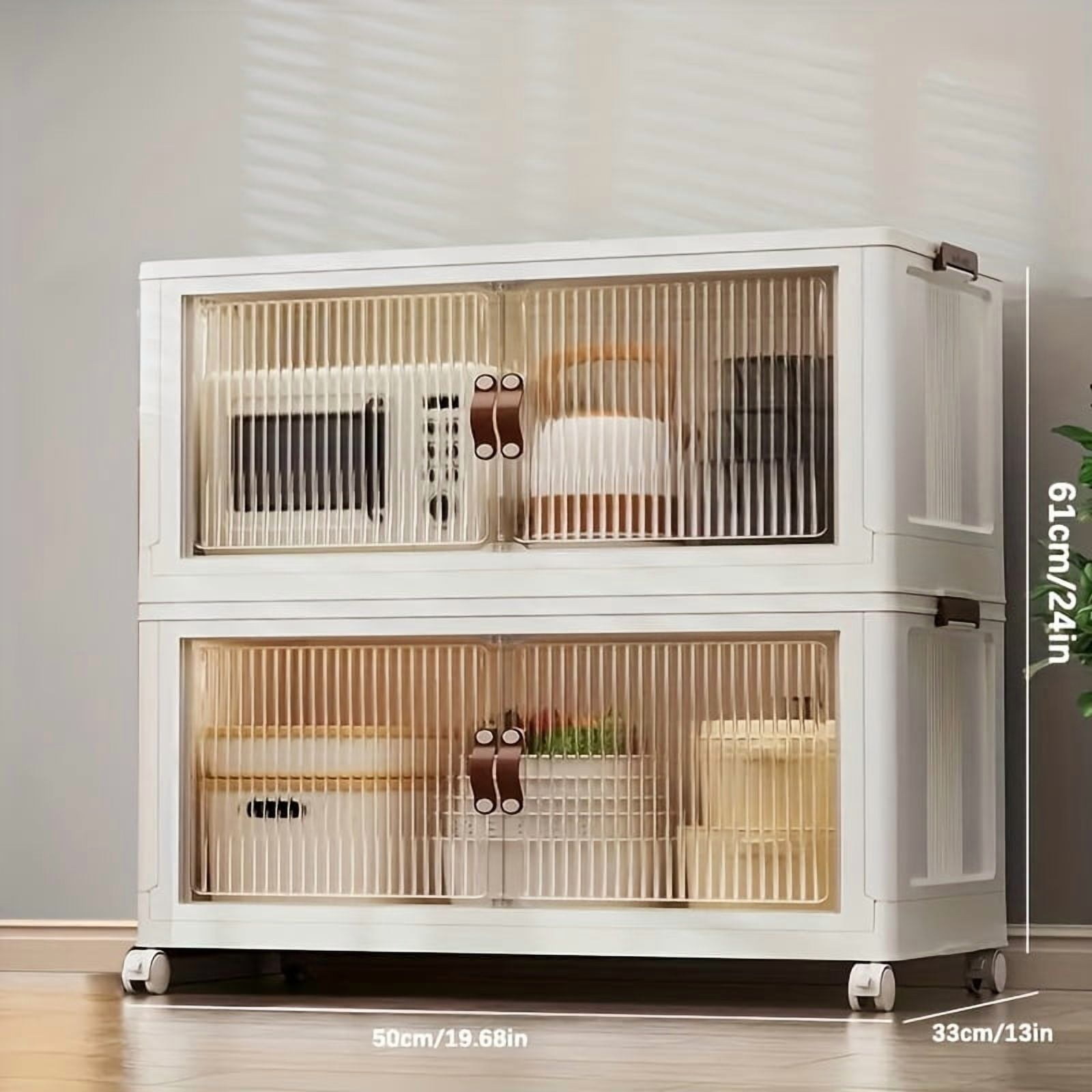 2–5 Tier Lidded Storage Bins with Wheels, Dual-Opening Stackable ...