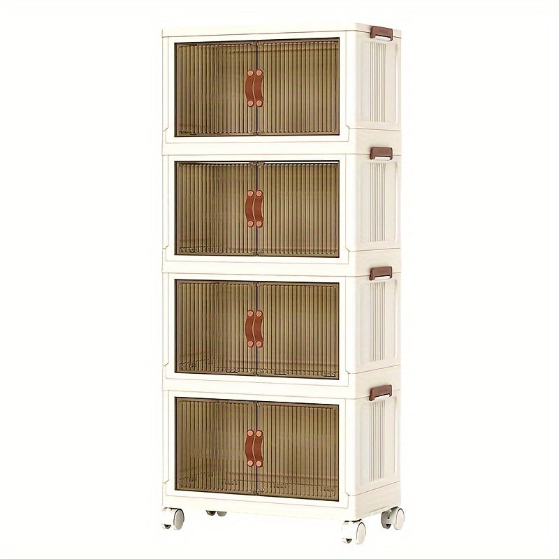 2–5 Tier Lidded Storage Bins with Wheels, Dual-Opening Stackable ...
