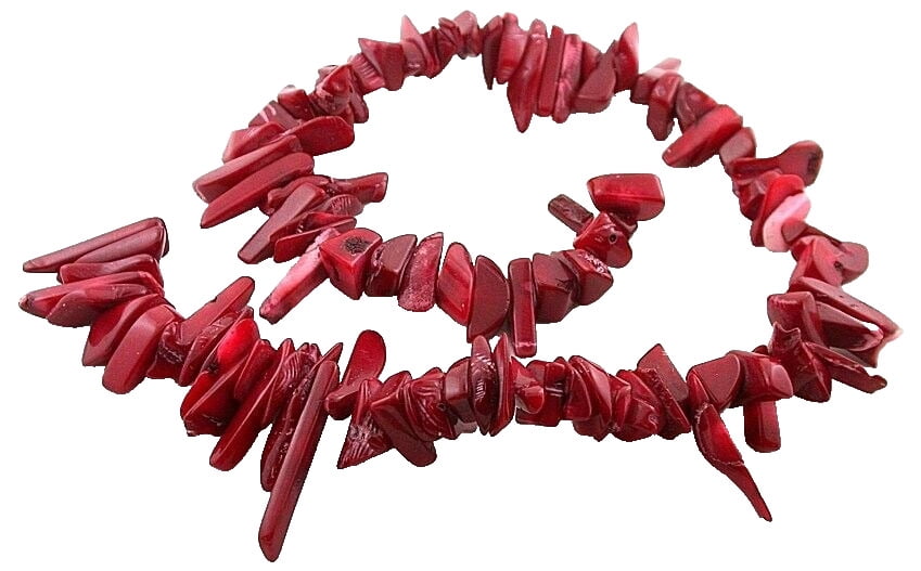 2/5 To 1 1/10 Inch Red Coral Stick Tooth Bead Dyed 15 Inch Strand ...