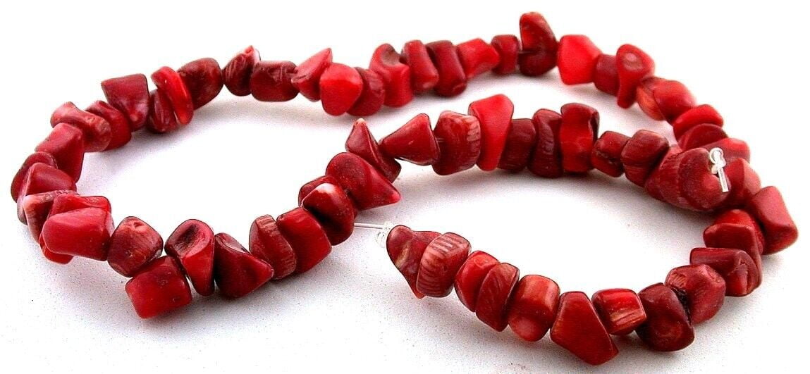2/5 To 1/2 Inch Red Coral Dyed Freeform Nugget Bead 15 Inch Strand CB69 ...