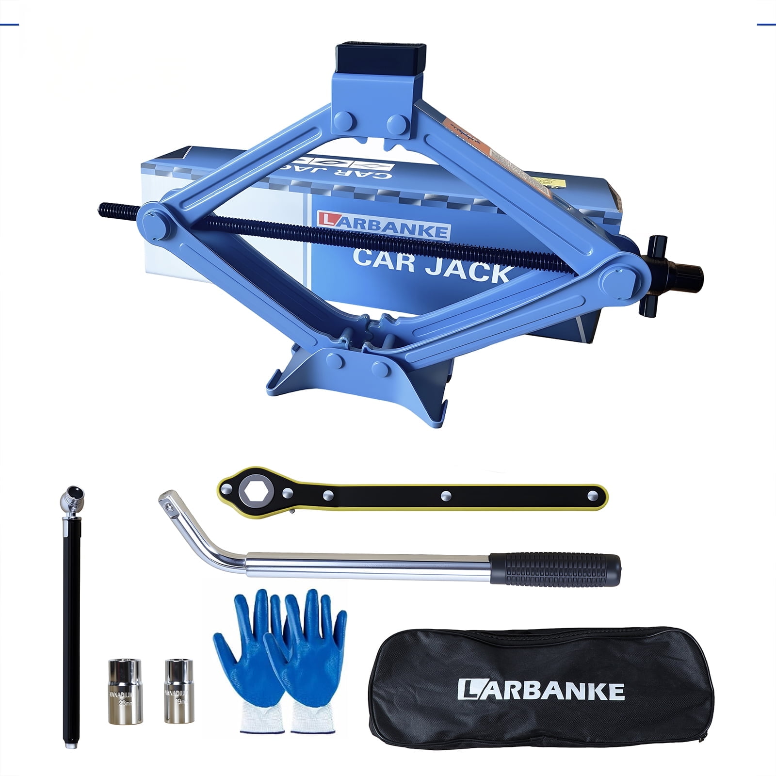 2.5 Ton Scissor Jack and Tire Change Kit, 8-Piece Portable Car Jack Set ...