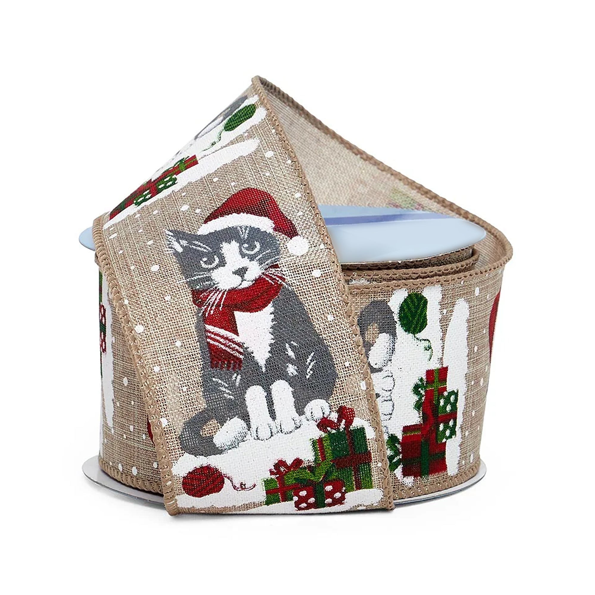 2.5" Wide Christmas Cats Wired Ribbon - 10 Yards (57113906) - Walmart.com