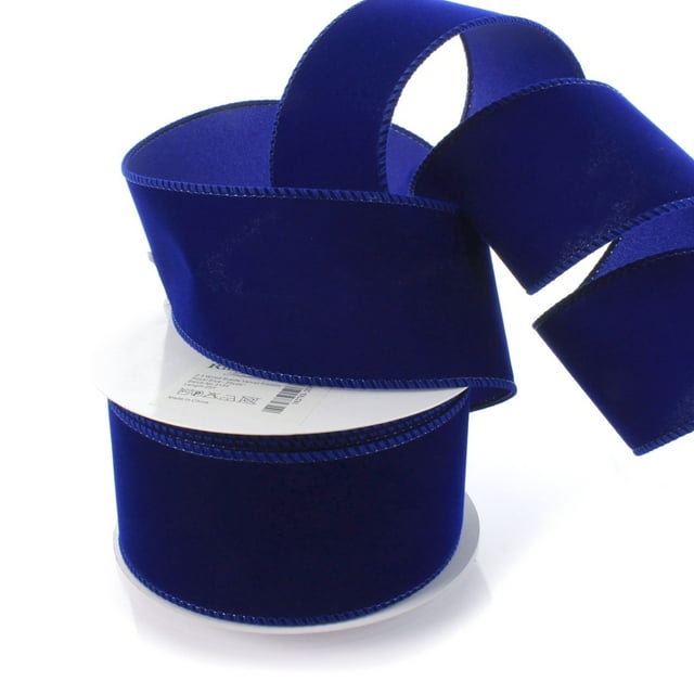 Ribbon Traditions 2.5" Wired Suede Velvet Ribbon in Royal Blue - 25 ...