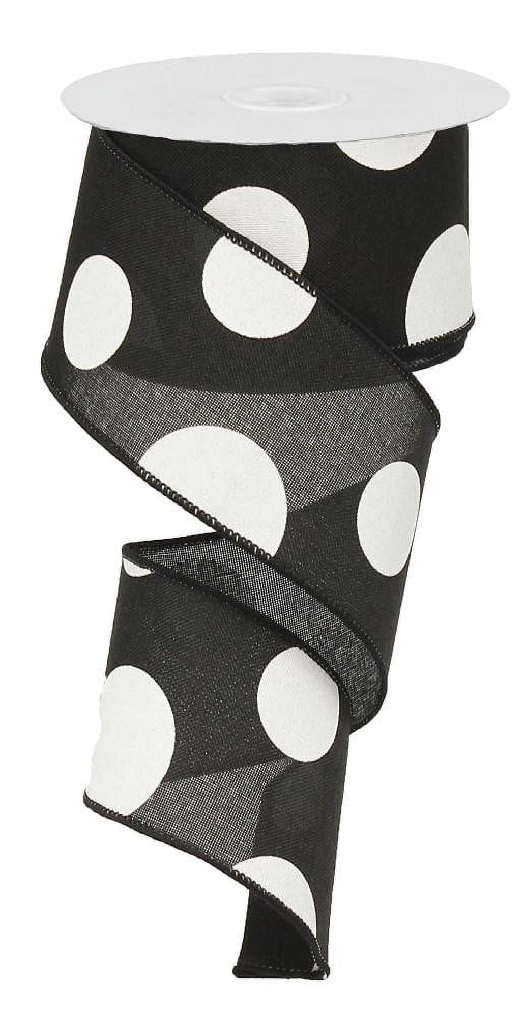 2.5"X10yd Large Multi Dots-White on Black Wired RibbonTR58640-X6 - Walmart.com