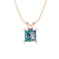 2.5 cctw Blue Moissanite Rose Gold Plated Pendant with 18" Box Chain (7 ...