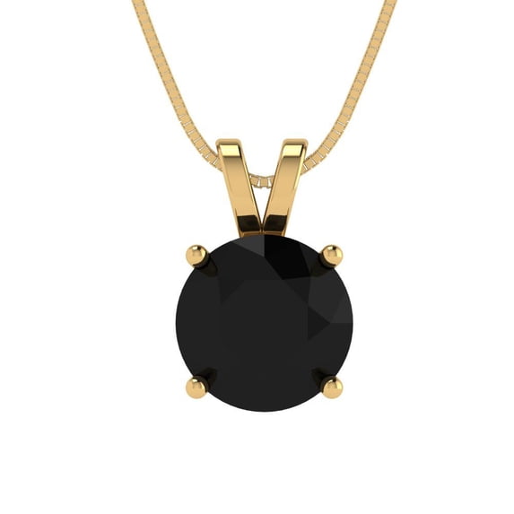 2.5 cctw Onyx Yellow Gold Plated Pendant with 18" Box Chain (9mm, Round ...