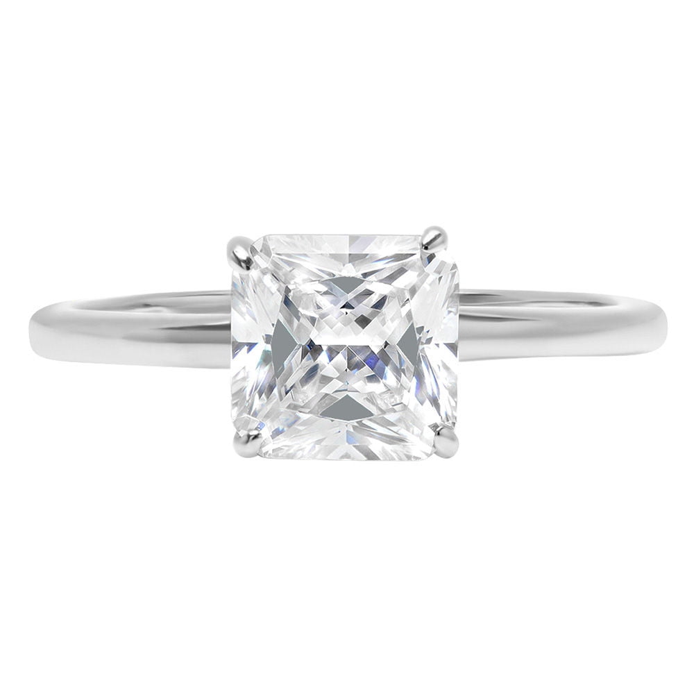 2.5 ct Asscher Cut Moissanite Solitaire 14K White Gold Womens ...