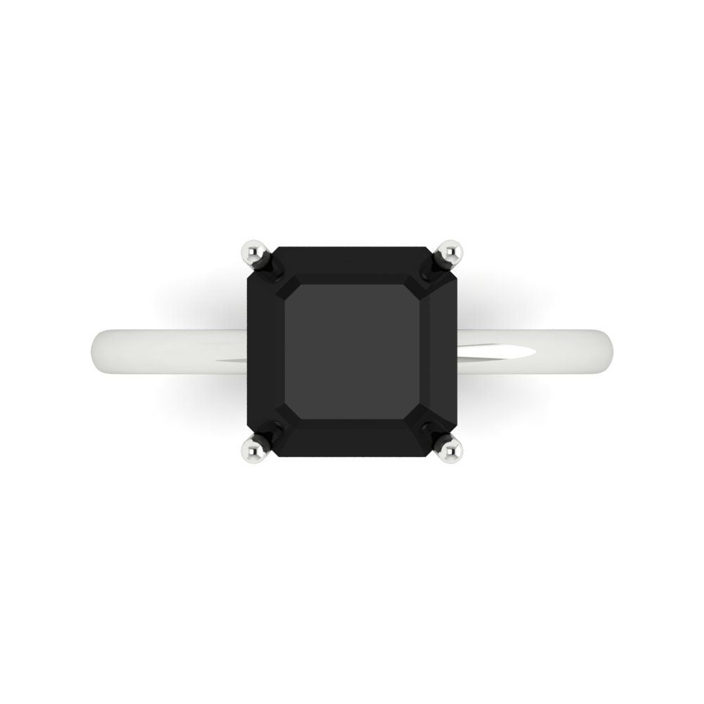 2.5 ct Asscher Cut Natural Onyx Solitaire 18K White Gold Womens Engagement Ring - Walmart.com
