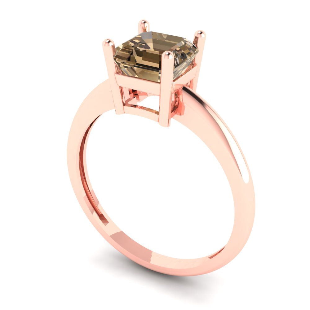 2.5 ct Asscher Cut Simulated Champagne Diamond Solitaire Engagement ...