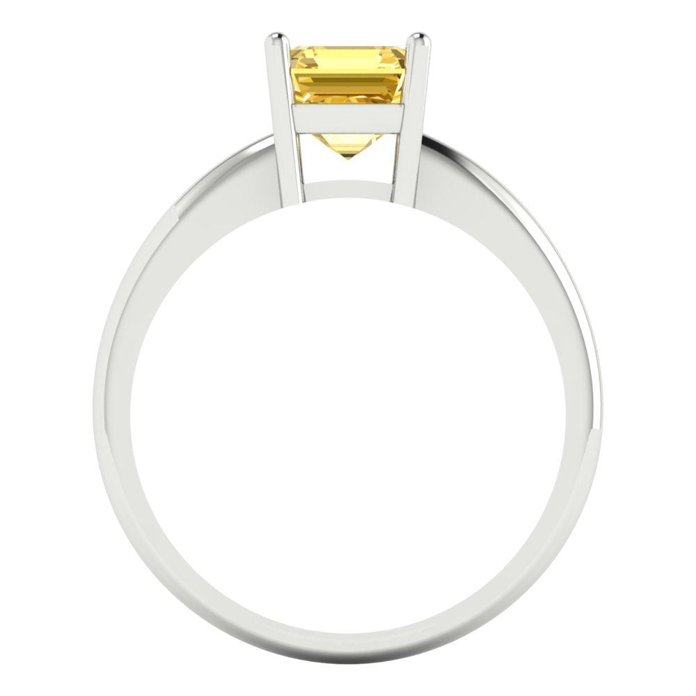 2.5 ct Asscher Cut Simulated Yellow Diamond Solitaire Engagement Ring ...