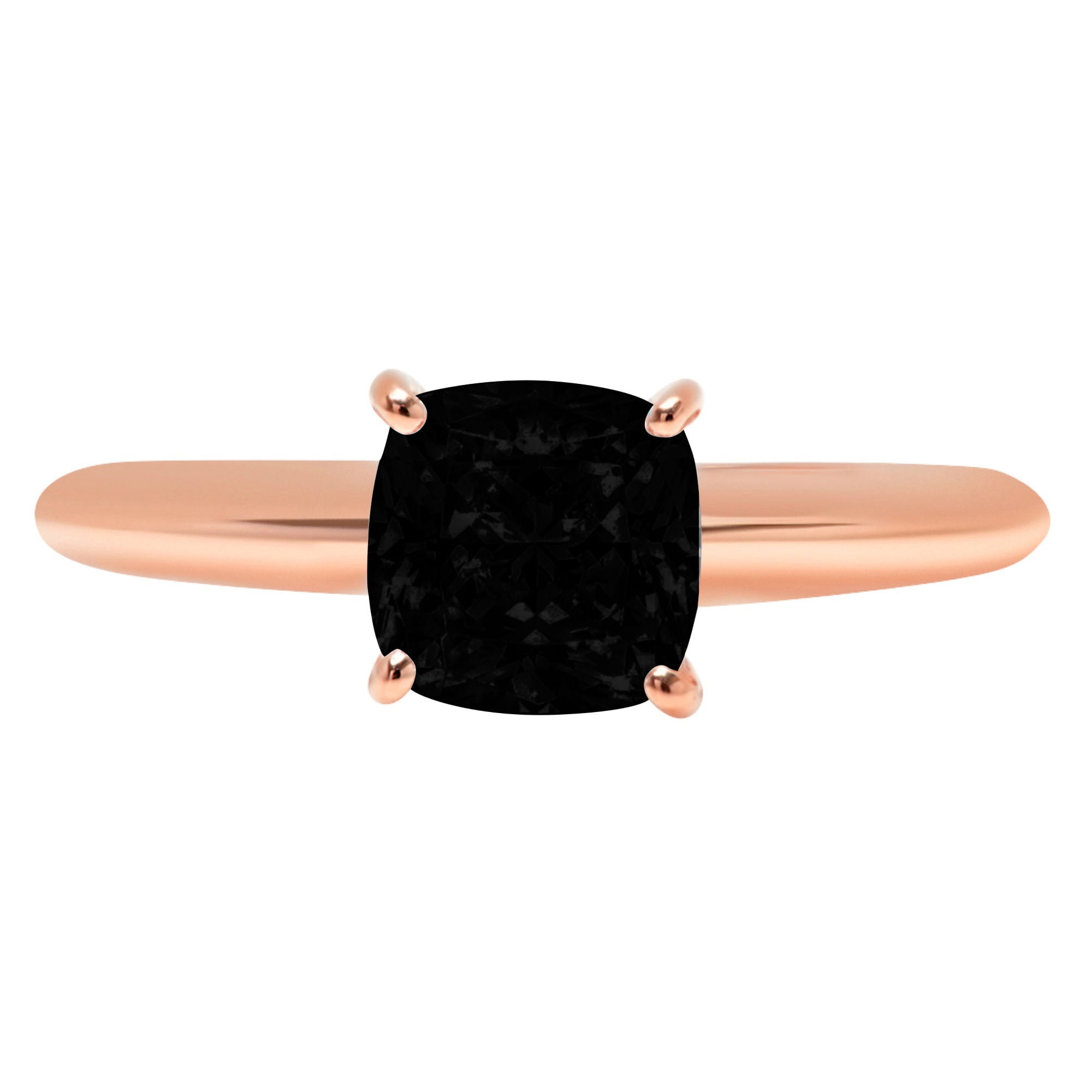 2.5 ct Cushion Cut Natural Onyx Solitaire 14K Rose Gold Womens ...