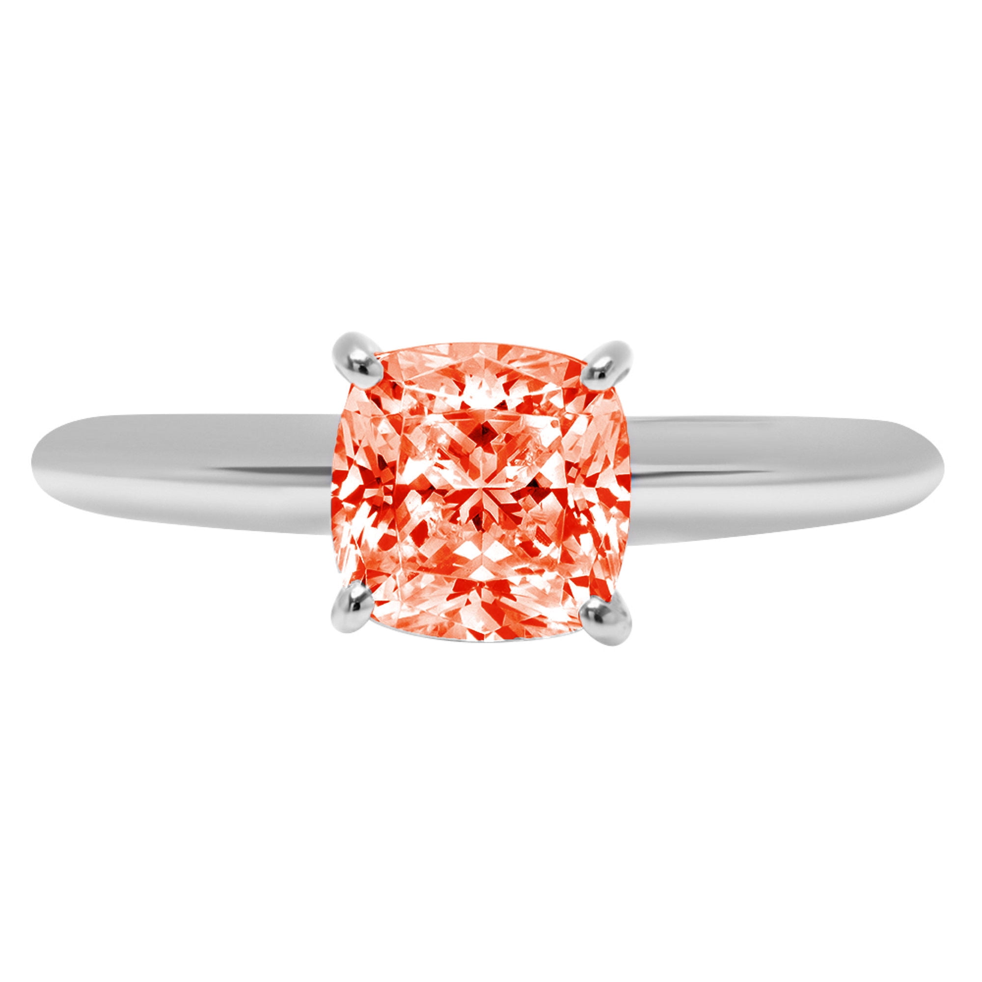 2.5 ct Cushion Cut Simulated Red Diamond Solitaire 18K White Gold ...