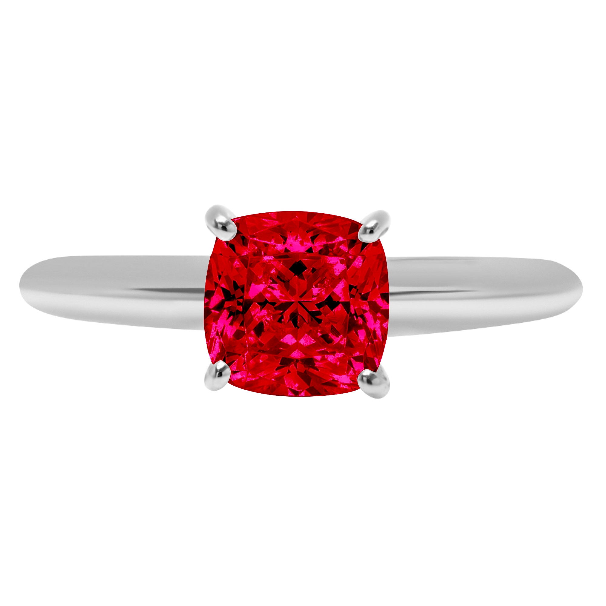 2.5 ct Cushion Cut Simulated Ruby Solitaire 18K White Gold Womens ...