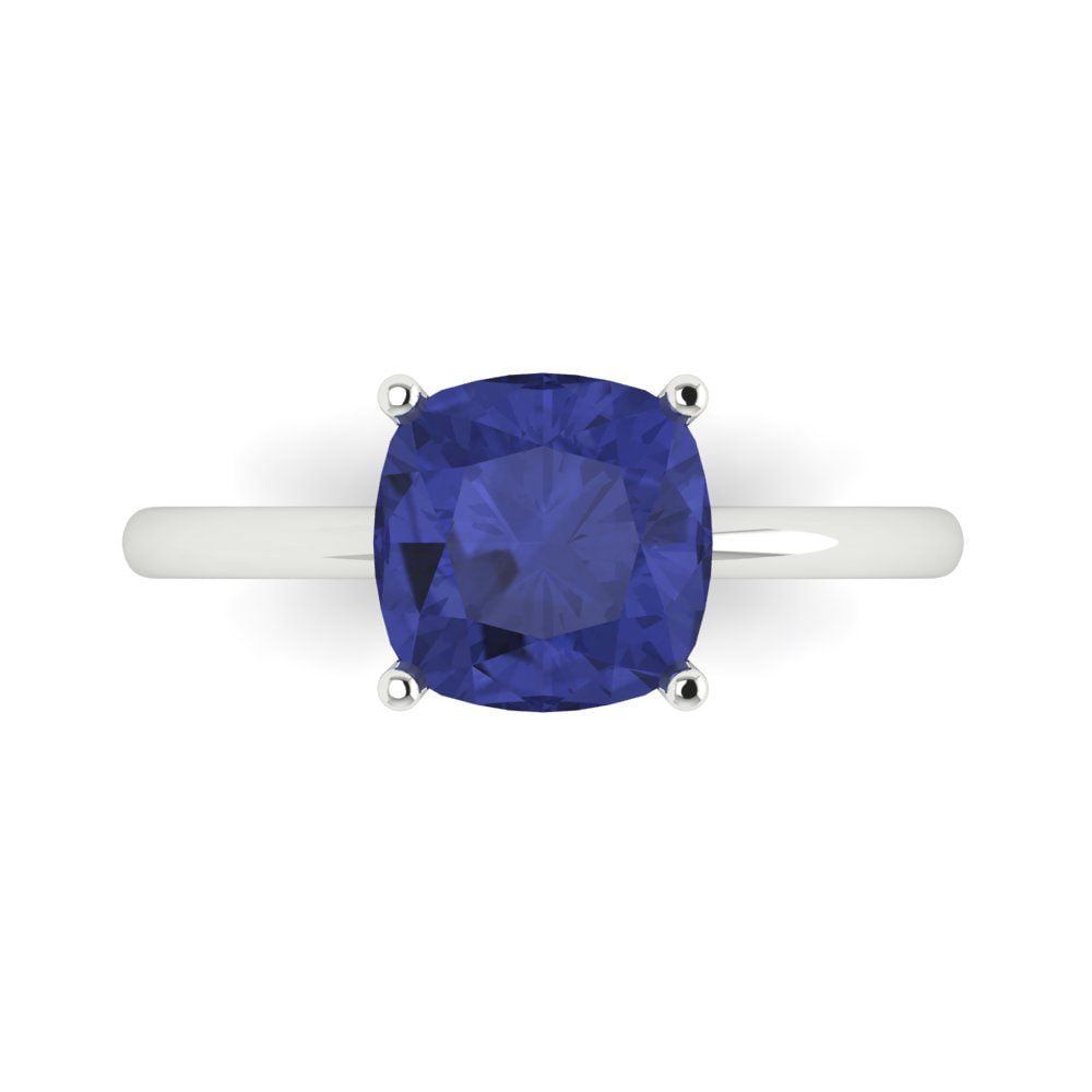 2.5 ct Cushion Cut Simulated Tanzanite Solitaire Engagement Ring for ...
