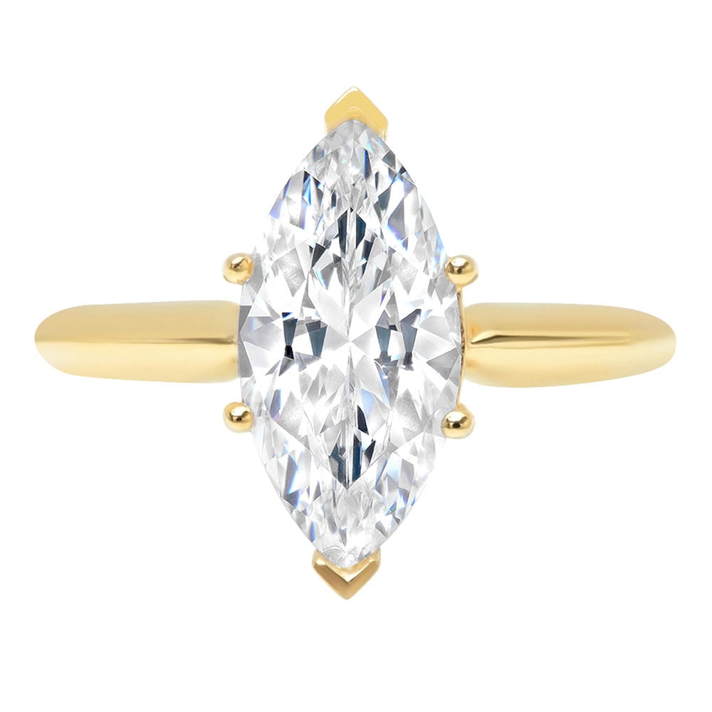 2.5 ct Marquise Cut Moissanite Solitaire 14K Yellow Gold Womens Engagement Ring - Walmart.com
