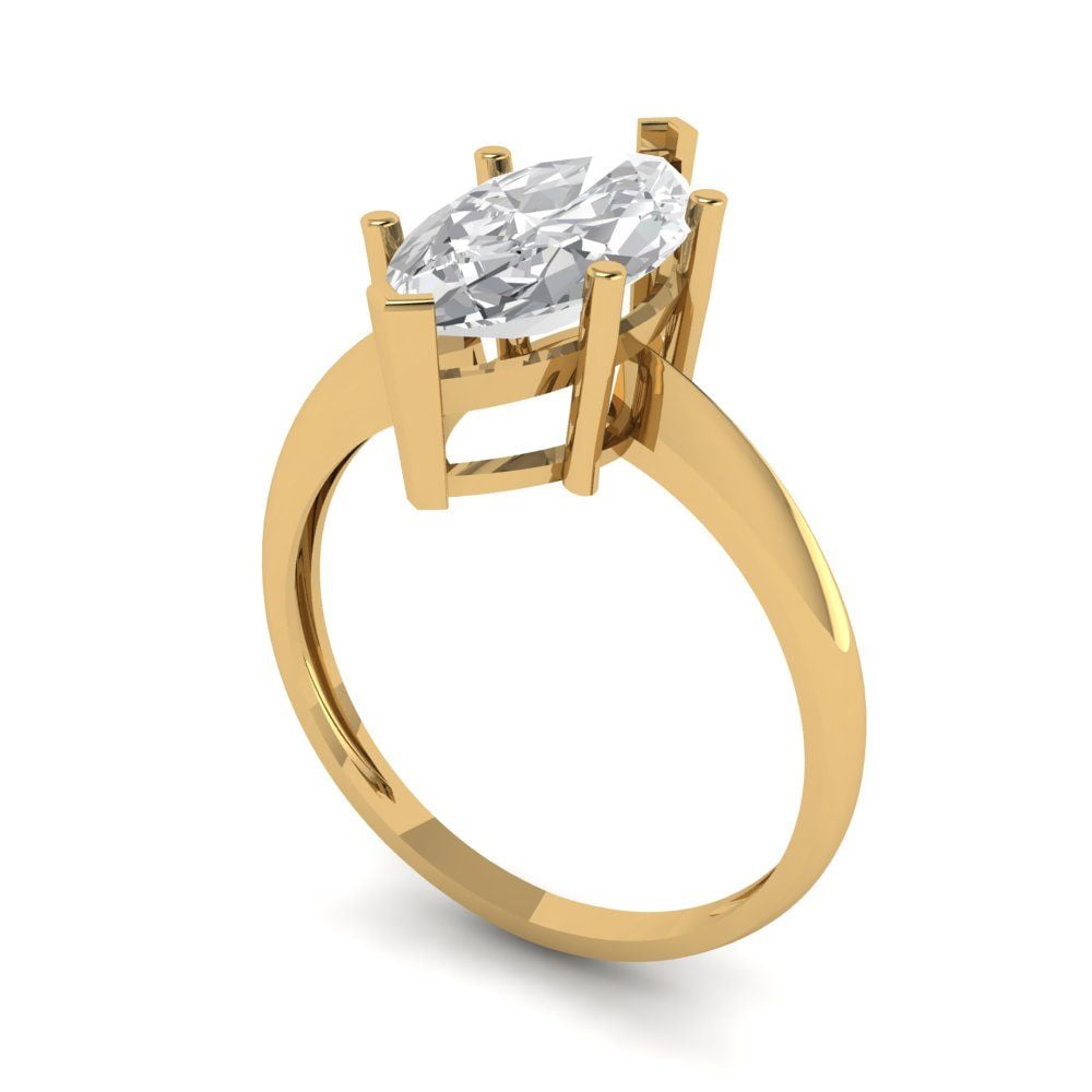 2.5 ct Marquise Cut Moissanite Solitaire Engagement Ring for Women in 18K Yellow Gold - Walmart.com