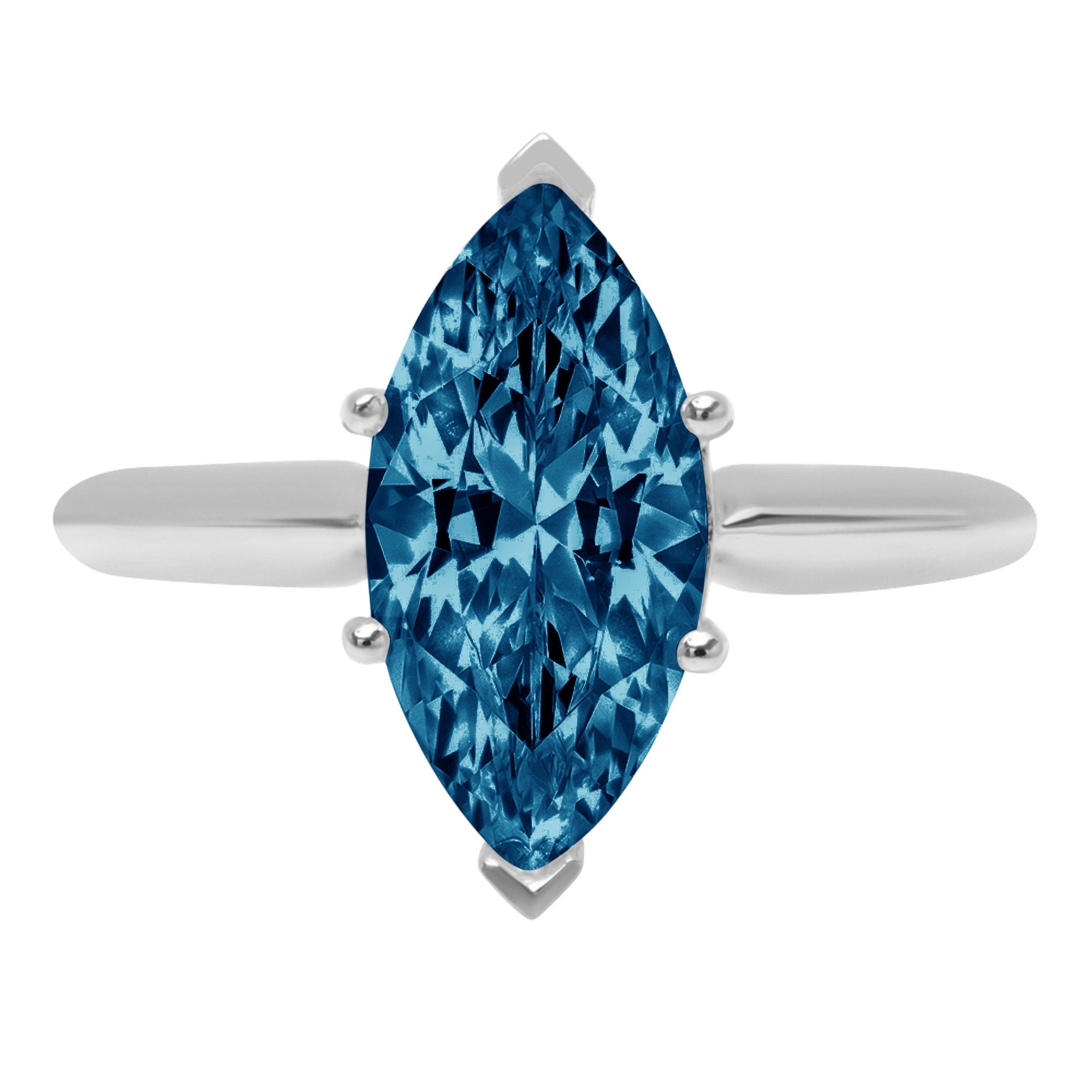 2.5 ct Marquise Cut Natural London Blue Topaz Solitaire 14K White Gold ...