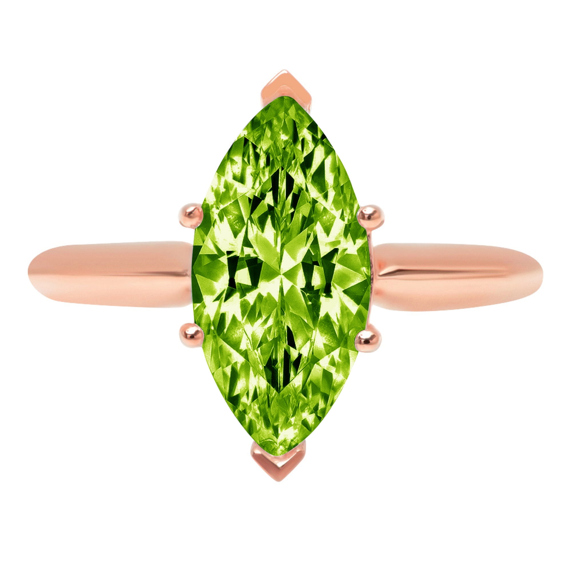 2.5 ct Marquise Cut Natural Peridot Solitaire 14K Rose Gold Womens ...