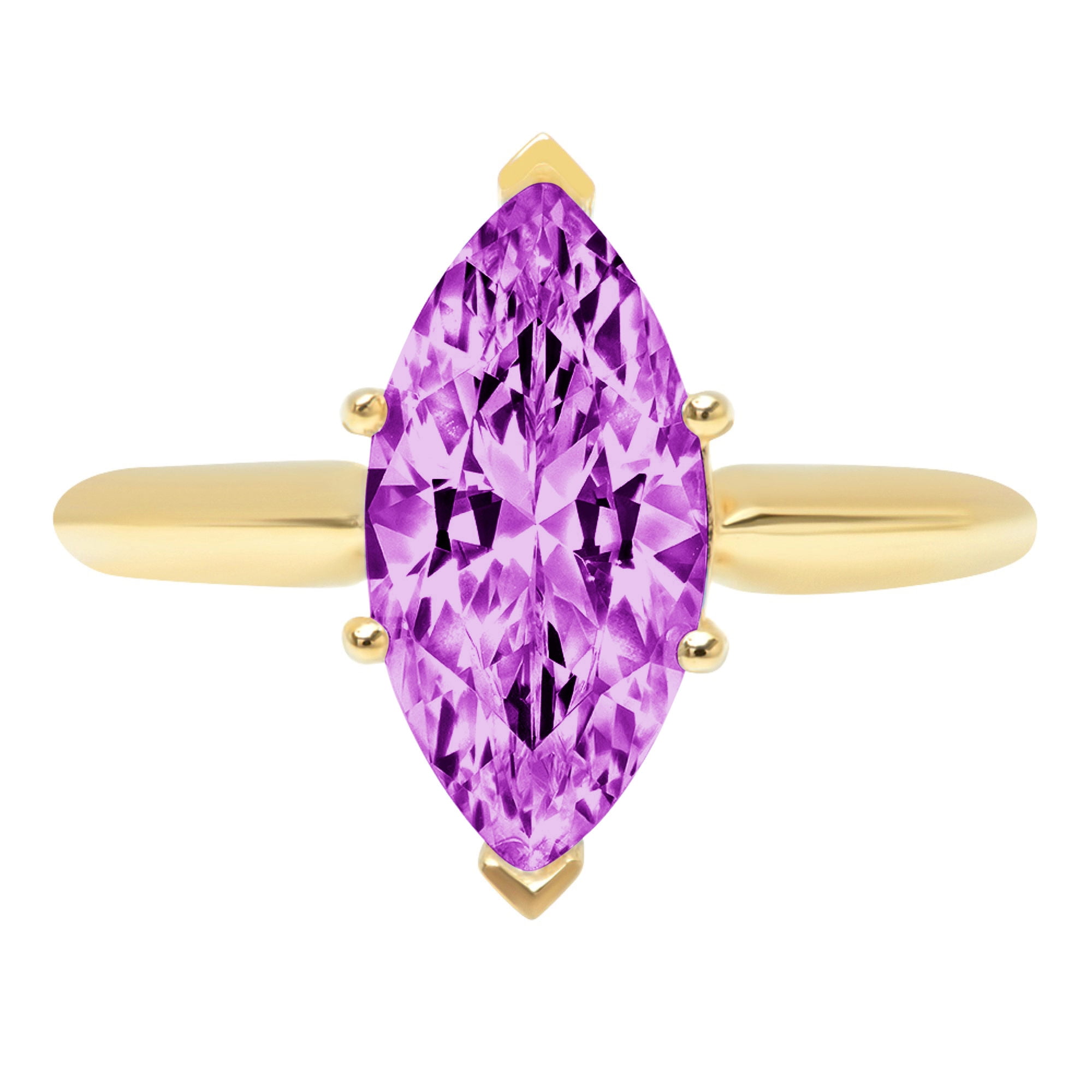 2.5 ct Marquise Cut Simulated Alexandrite Solitaire 14K Yellow Gold ...