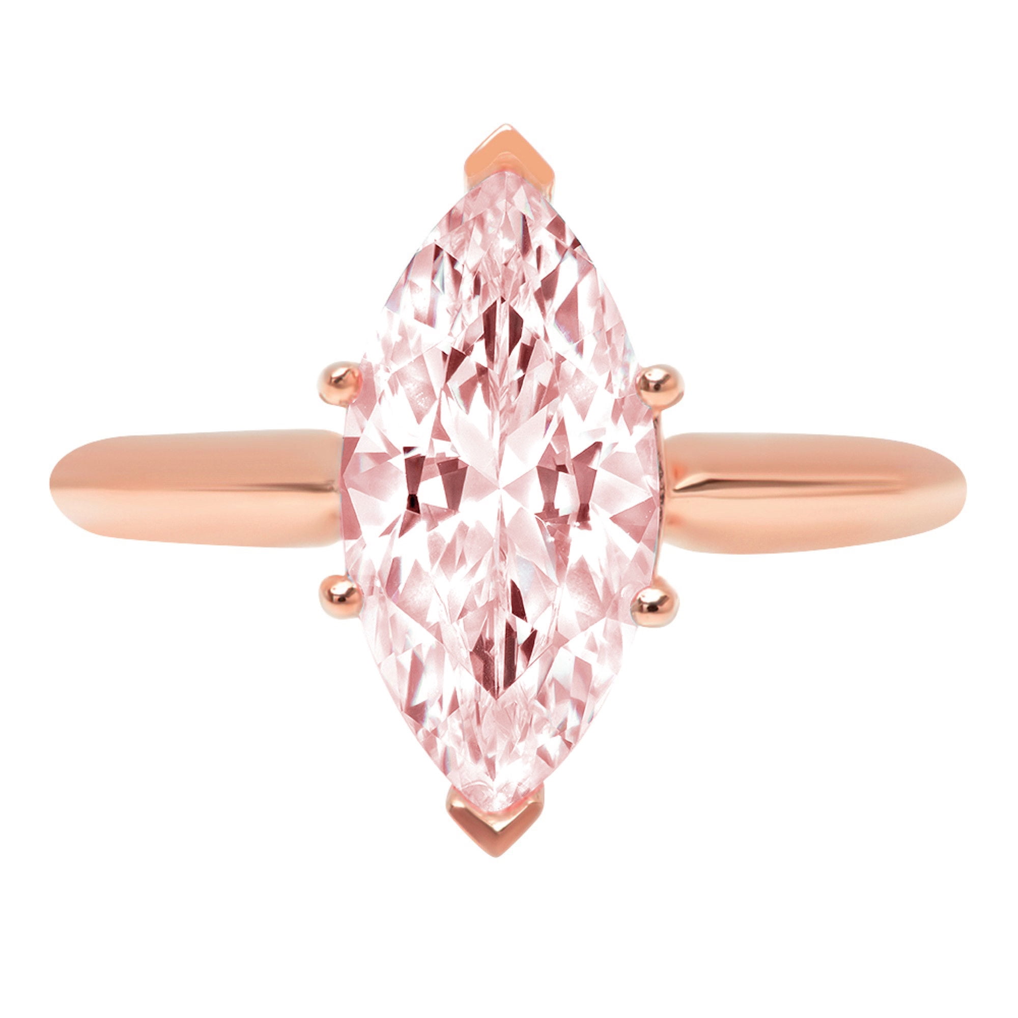 2.5 ct Marquise Cut Simulated Pink Diamond Solitaire 14K Rose Gold ...