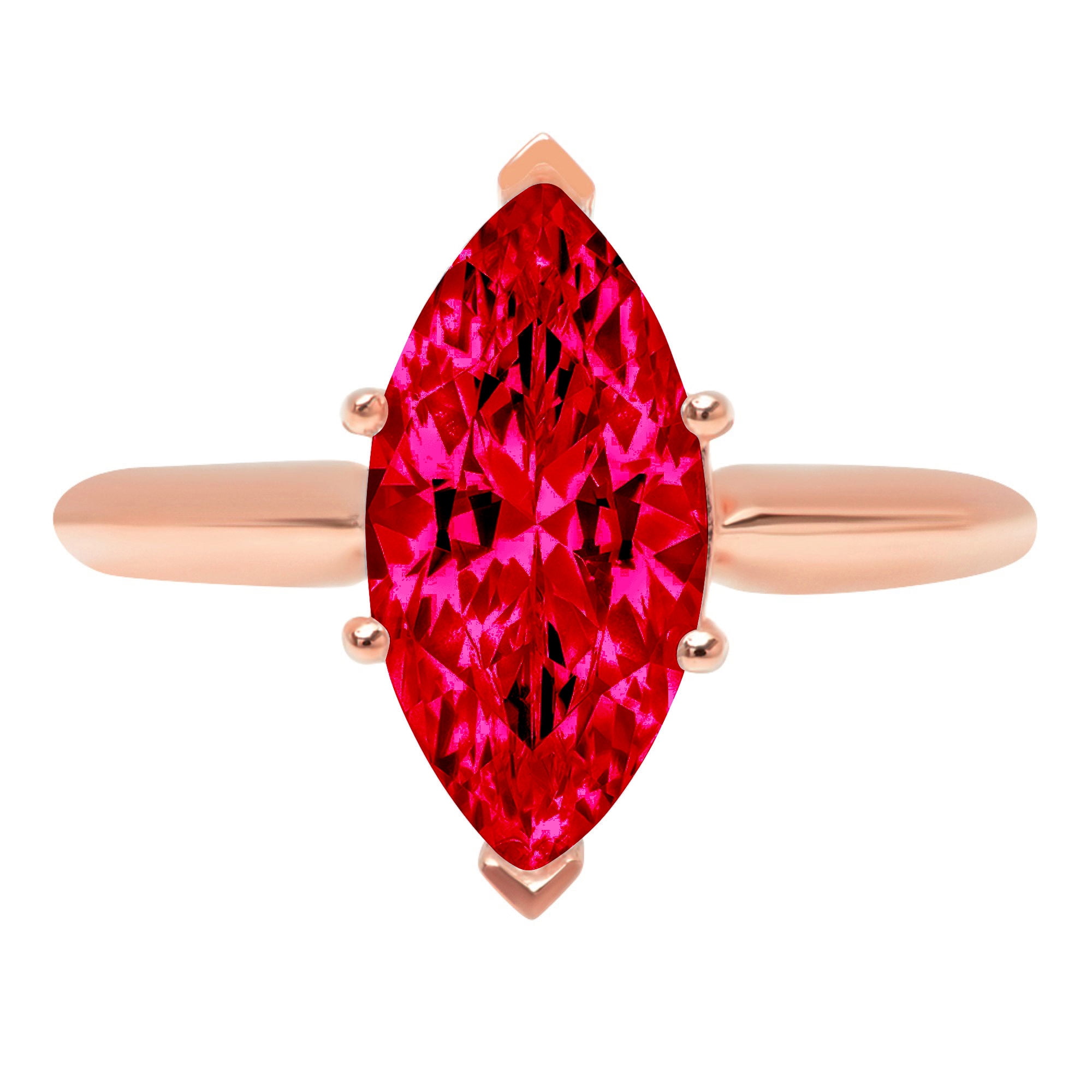 2.5 ct Marquise Cut Simulated Ruby Solitaire 18K Rose Gold Womens ...