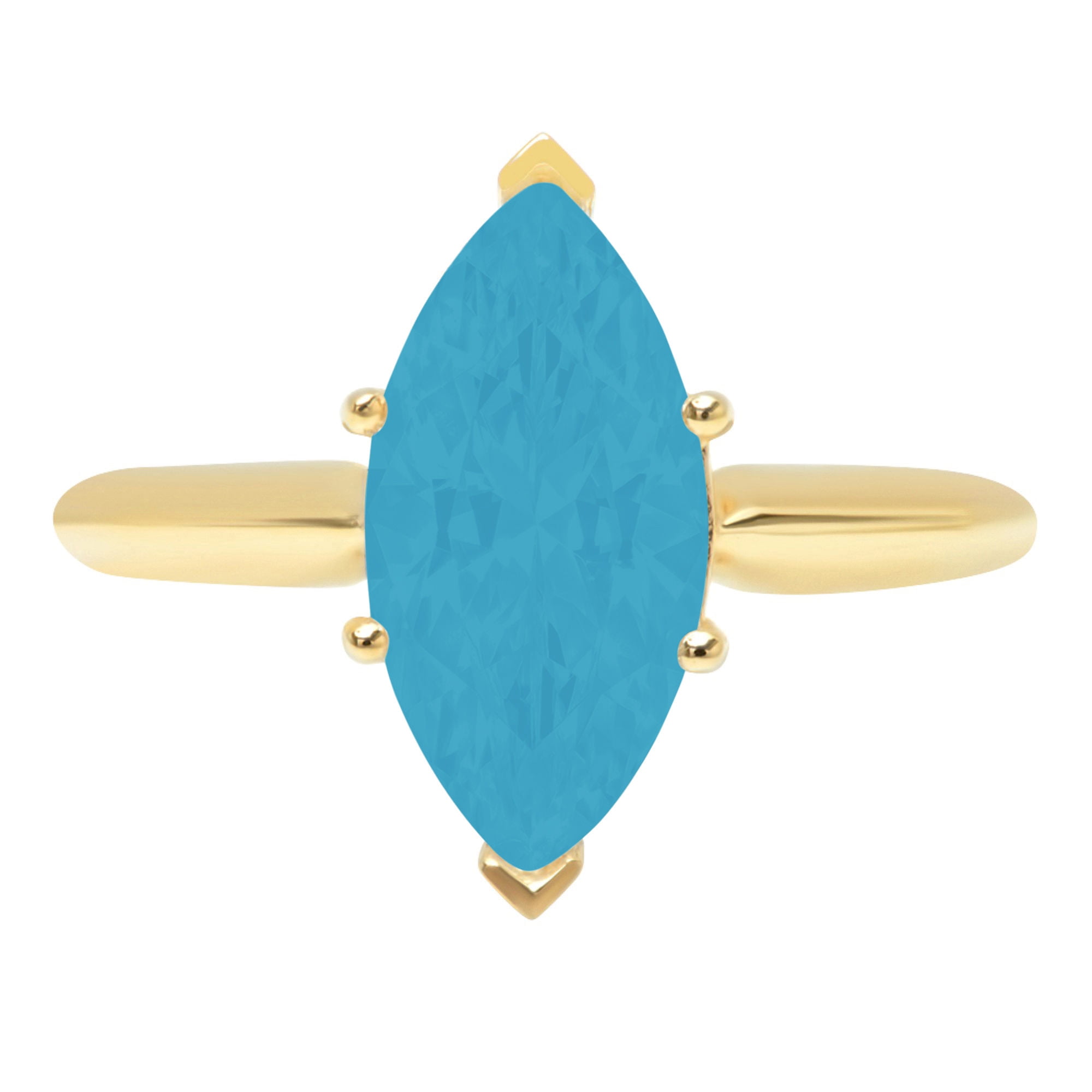 2.5 ct Marquise Cut Simulated Turquoise Solitaire 18K Yellow Gold ...