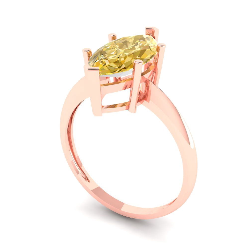 2.5 ct Marquise Cut Yellow Moissanite Solitaire Engagement Ring for ...