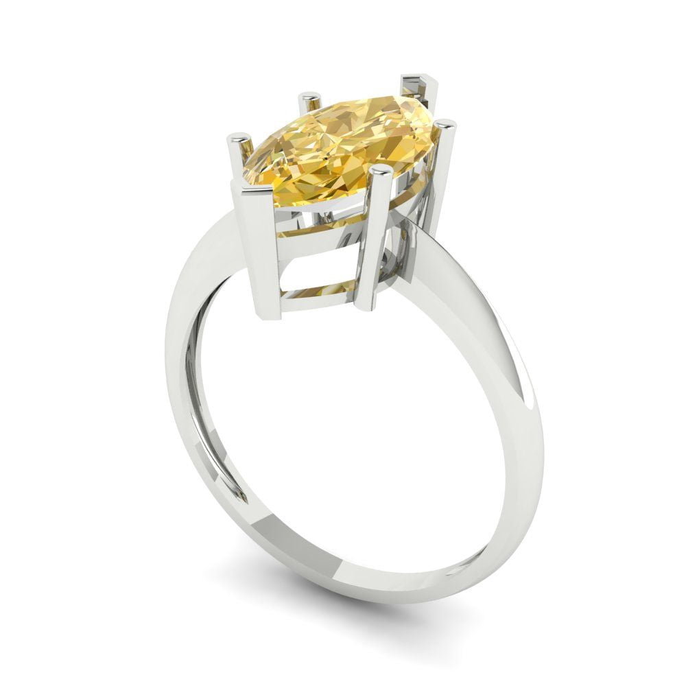 2.5 ct Marquise Cut Yellow Moissanite Solitaire Engagement Ring for ...