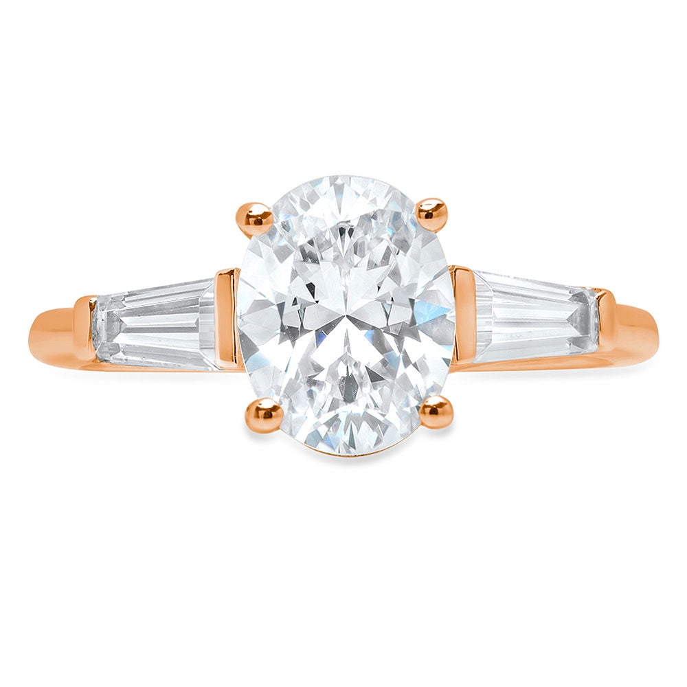 2.5 ct Oval Cut Genuine Cultured Diamond VS1-VS2 J-K 18K Rose Gold ...