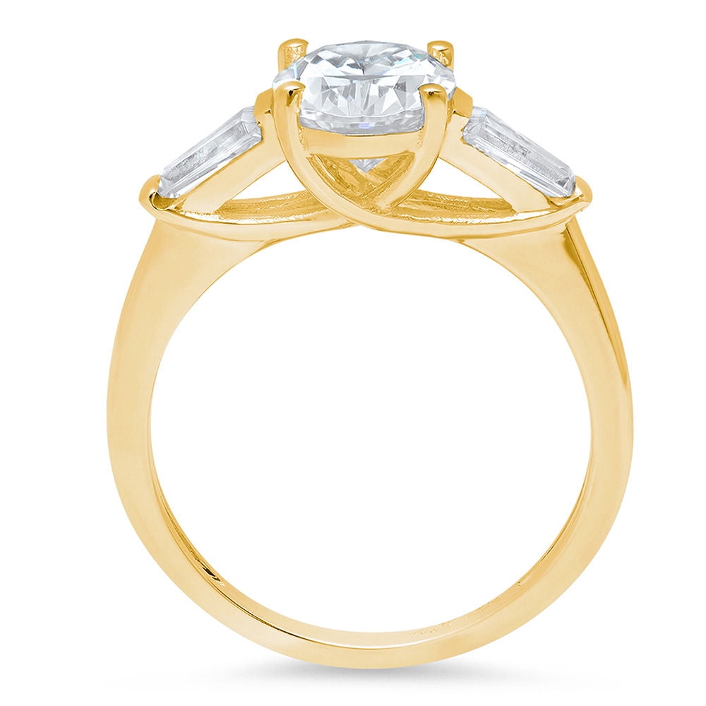 2.5 ct Oval Cut Moissanite Three-Stone Engagement Ring for Women in 18K Yellow Gold - Walmart.com