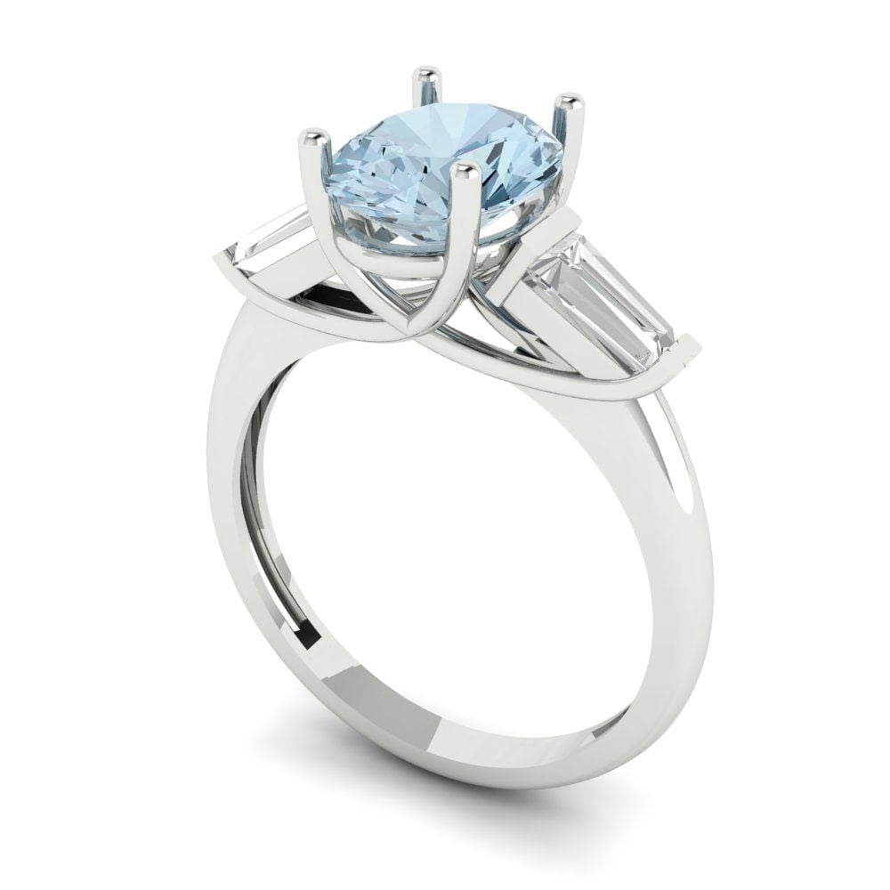 2.5 ct Oval Cut Simulated Blue Diamond Three-Stone Engagement Ring for ...