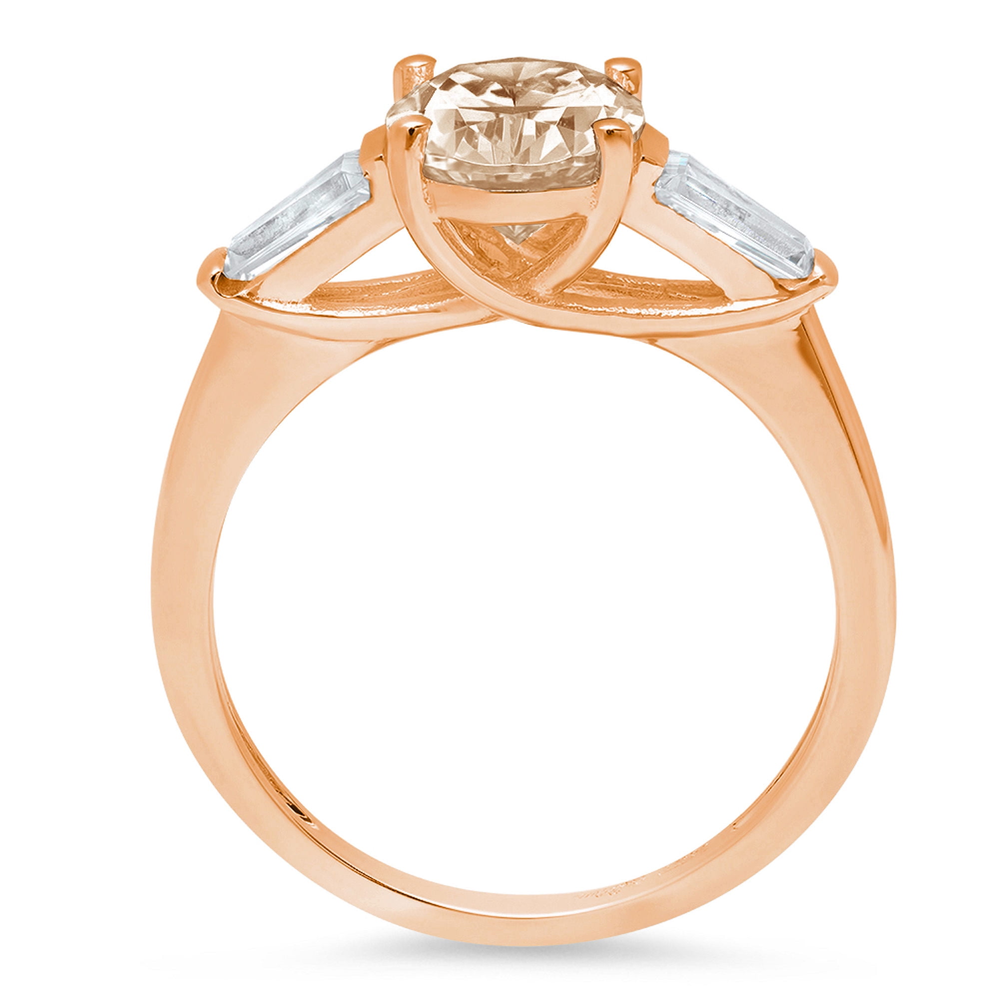 2.5 ct Oval Cut Simulated Champagne Diamond Three-Stone Engagement Ring ...