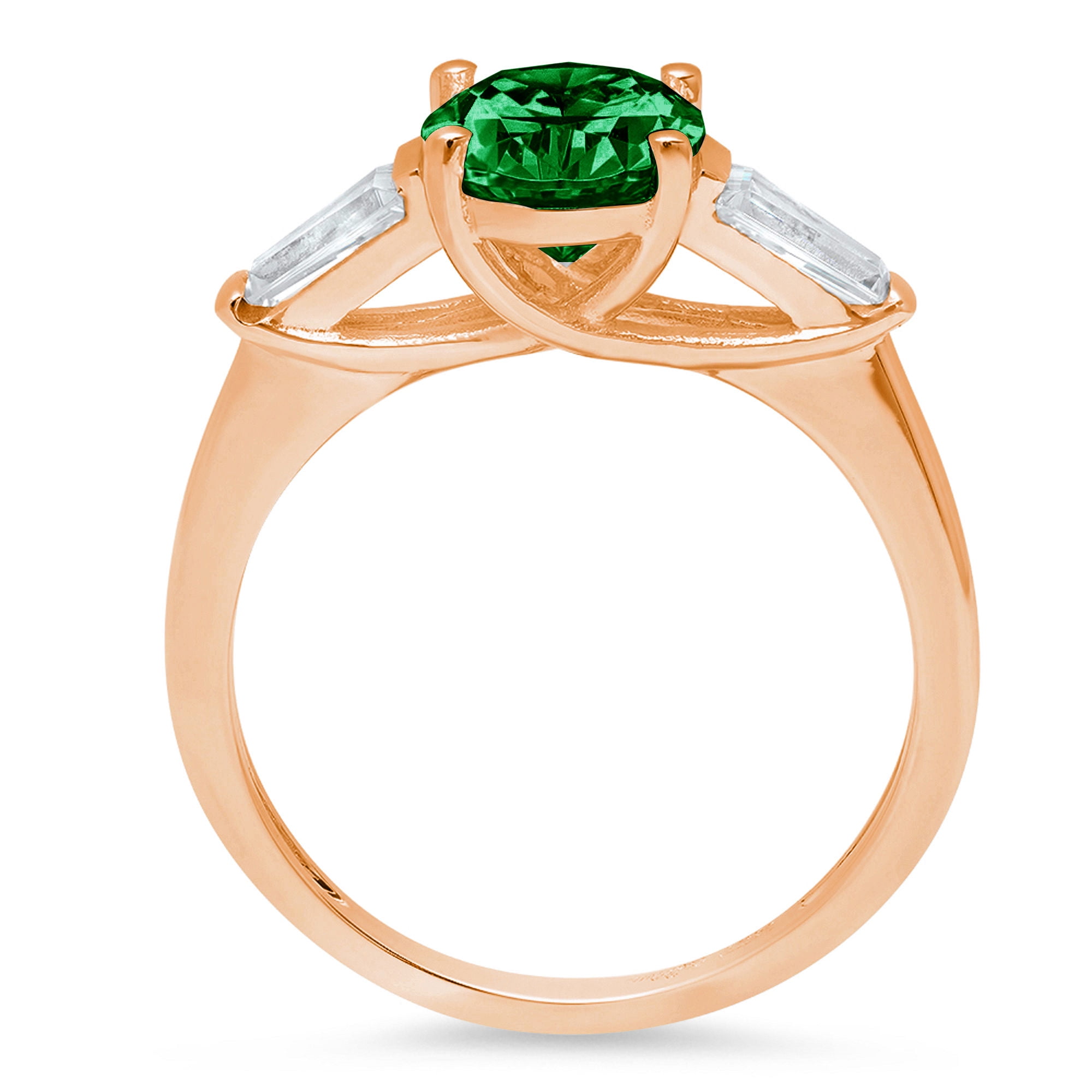 2.5 ct Oval Cut Simulated Emerald Three-Stone Engagement Ring for Women ...