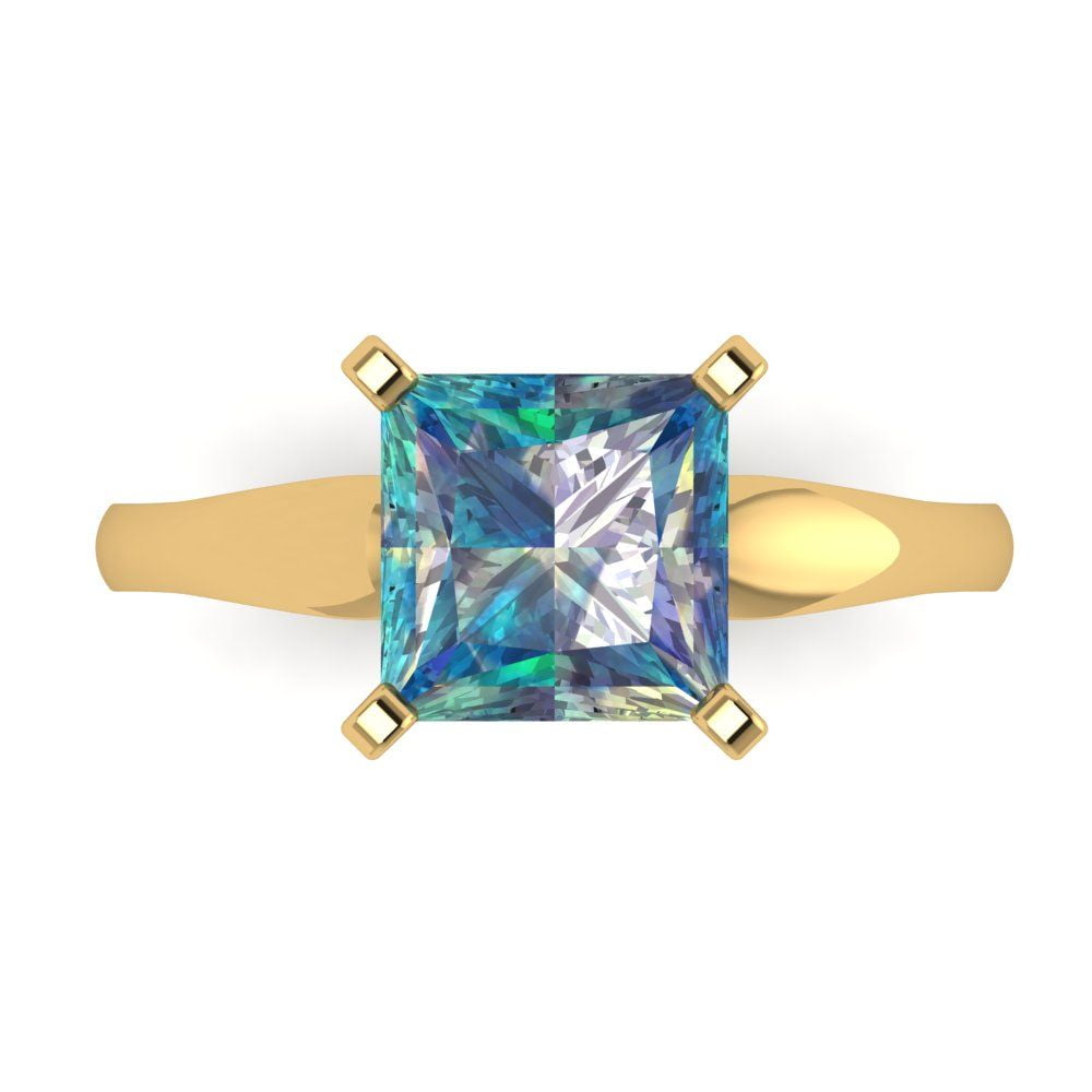 2.5 ctw Solitaire Anniversary Ring for Women | Princess Cut Blue ...