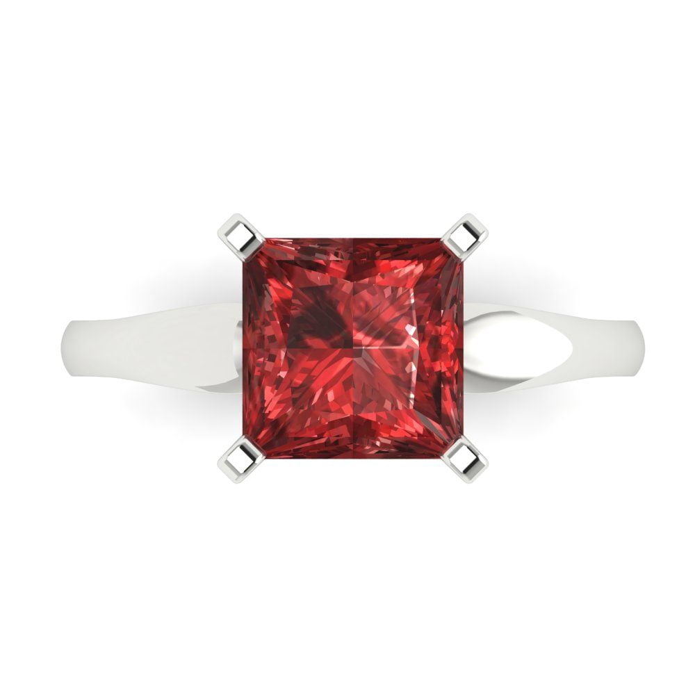 2.5 ct Princess Cut Natural Garnet Solitaire Engagement Ring for Women ...